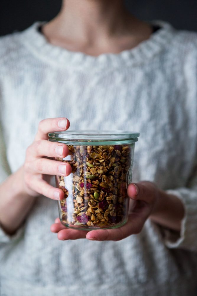 Homemade granola with raspberry flakes – Sara's Kitchen Garden